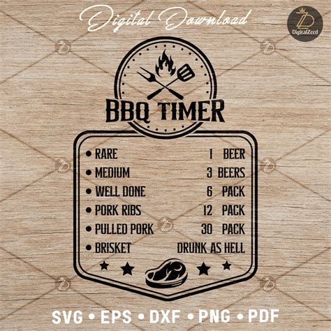 Bbq Timer Svg Grill Chart Cutting Board Laser File Digital Download