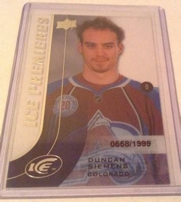15 16 2015 16 Upper Deck Ice Duncan Siemens Ice Premieres Rookie 1999