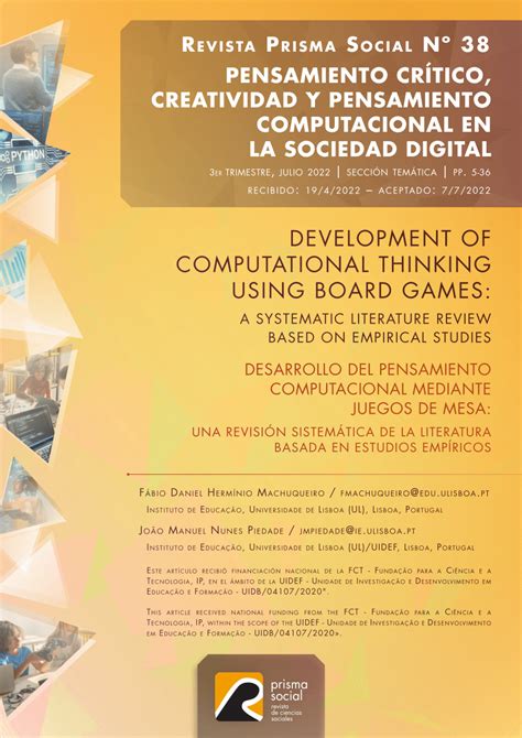 Pdf Development Of Computational Thinking Using Board Games A