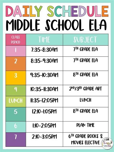 My Ela Class Period Schedule Middle School Schedule School Schedule Schedule Template