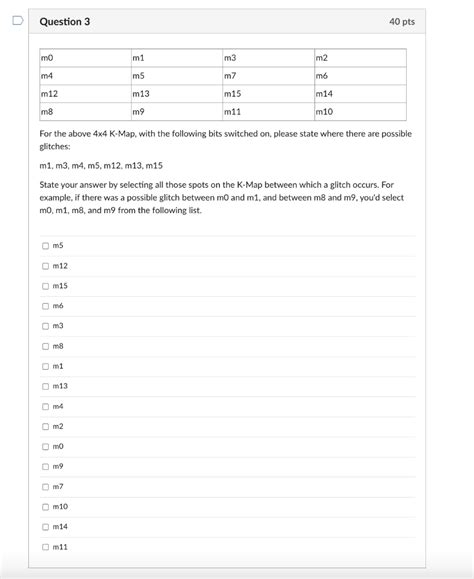 Solved Question 3 40pts For The Above 4×4 K−map With The