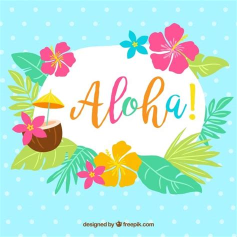 Fondo De Aloha Con Hojas Y Flores Vector Gratuito Festa De Flamingo