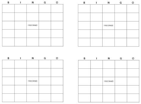 Printable Blank Bingo Cards 4 Per Page Printable Bingo Cards