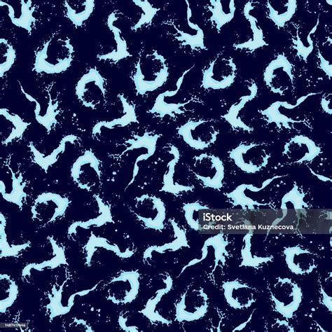 짙은 파란색 배경에 길고 둥근 물보라와 물보라가 있는 매끄러운 패턴 패턴에 대한 스톡 벡터 아트 및 기타 이미지 패턴 강 고여 있는 물 Istock