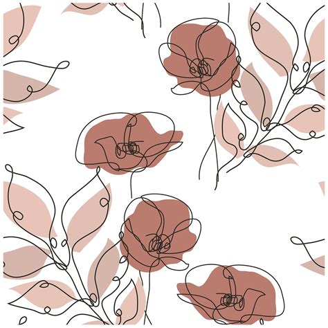 Rose Line Art Floral Wallpaper Minimalist Modern Design