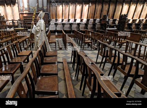Monseigneur Le Gal Celebrates Easter Mass In The Empty Saint Etienne Cathedral During The