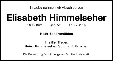 Traueranzeigen Von Elisabeth Himmelseher Trauernnde