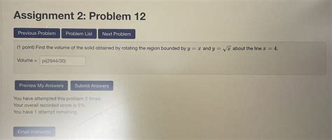 solved assignment 2 problem 12 1 ﻿point ﻿find the volume