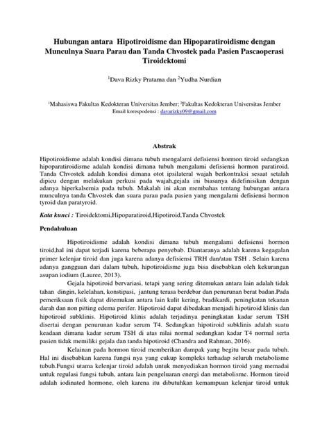Hubungan Hipotiroidisme Dan Hipoparatiroidisme Dengan Munculnya Suara