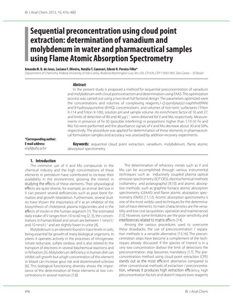 Pdf Sequential Preconcentration Using Cloud Point Extraction