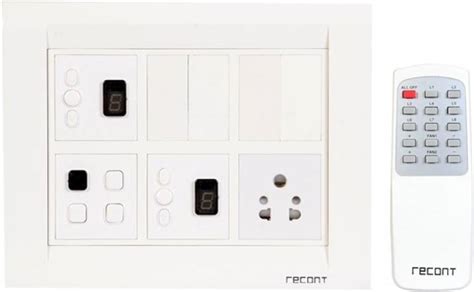Recont Remote Control 12 Module Switch Board For 3 Lights And 2 Fans With Socket 10 A One Way