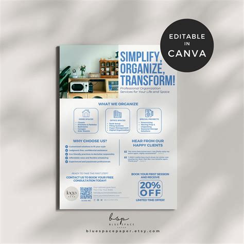 Home Organizer Flyer Professional Organizer Flyer Canva Template Declutter Service Flyers