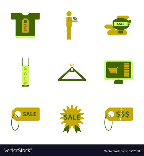 Flat Assembly Icons Of Set Ts And Discounts Vector Image