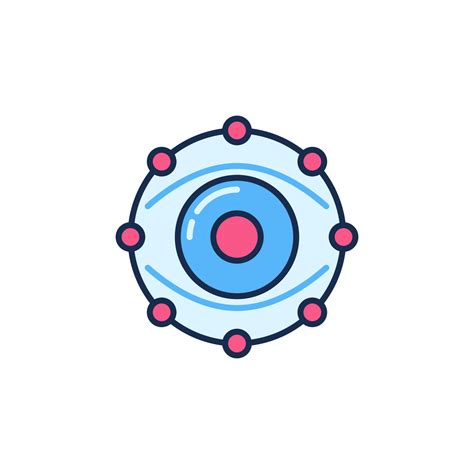 Neural Network Eye Vector Image Recognition Concept Colored Icon