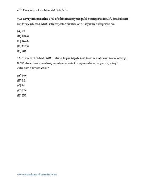 Ap Statistics 411 Parameters For A Binomial Distribution Mega