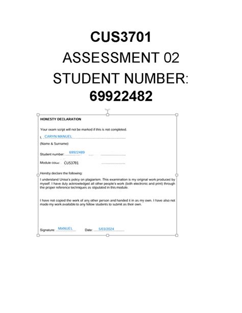 Cus3701 Assessment 2 Assignment Two For Cus3710 Cus Assessment 02