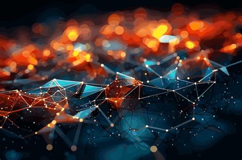 Premium Vector Abstract Composition With Connecting Dots And Lines Blue Background Plexus Effect