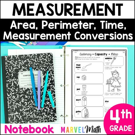 4th Grade Measurement Interactive Notebook Marvel Math