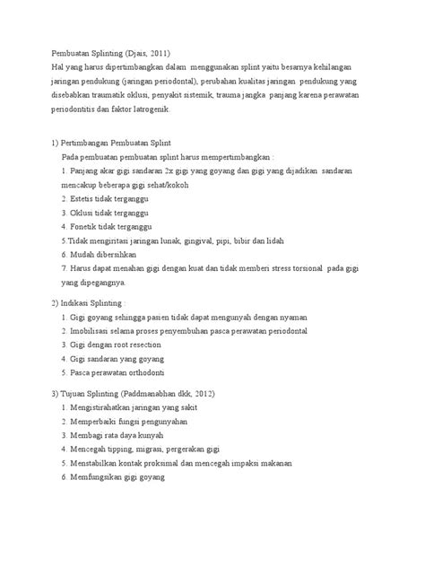 Pembuatan Splinting Pdf