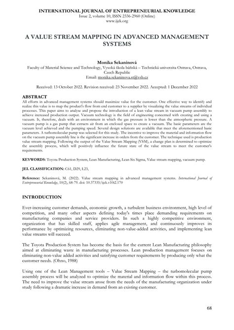 Pdf A Value Stream Mapping In Advanced Management Systems Reference Sekaninová M 2022