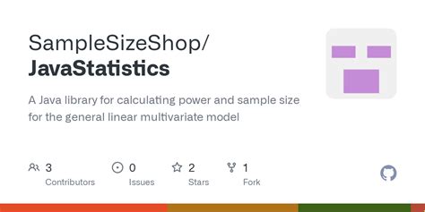 GitHub SampleSizeShop JavaStatistics A Java Library For Calculating Power And Sample Size For