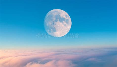 The Moon Daytime Moon Over The Clouds And Blue Sky Stock Illustration