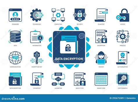 Data Encryption Solid Icon Set Stock Illustration Illustration Of Encryption Decryption