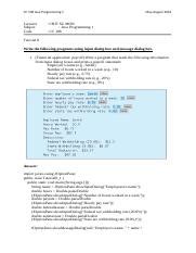 CC Tutorial Docx CC Java Programming Lecturer Subject Code May August CHIT SU