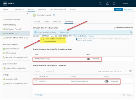 Enable Vmware Nsx T 30 Distributed Ids Configuration Virtualization
