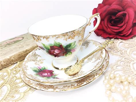 Royal Standard English Tea Trio Red Rose Bone China Cup Saucer Plate