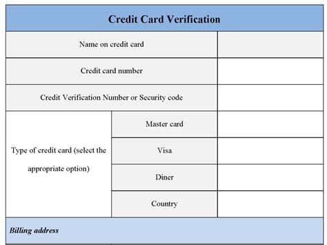 Credit Card Verification Form Editable PDF Forms