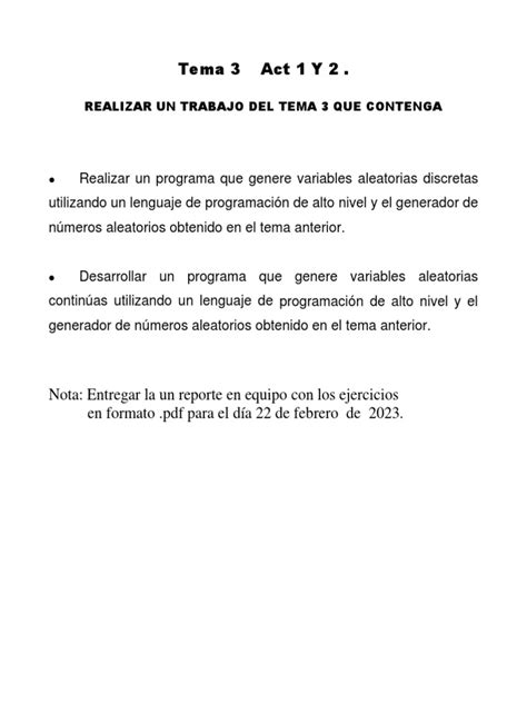 Actividad 1 Y 2 Tema 3 Pdf Lenguaje De Programación Informática