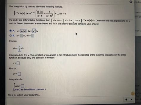 solved used up use integration by parts to derive the