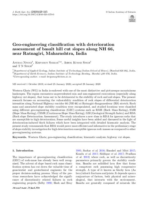 Pdf Geo Engineering Classification With Deterioration Assessment Of