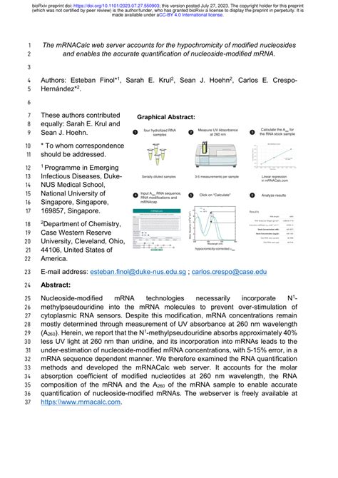 Pdf The Mrnacalc Web Server Accounts For The Hypochromicity Of