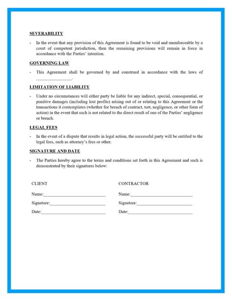 Contractor Contract Template Word
