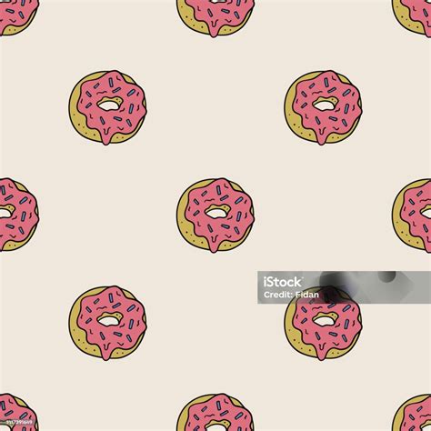 Donut Vector Seamless Pattern Cute Repeat Background For Textile Design