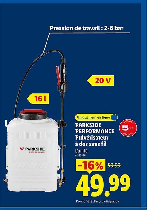 Promo Parkside Performance Pulvérisateur À Dos Sans Fil Lunité Chez