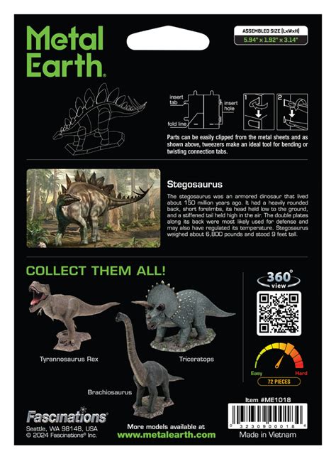 Fascinations Metal Earth Stegosaurus Armored Dinosaur 3d Steel Model
