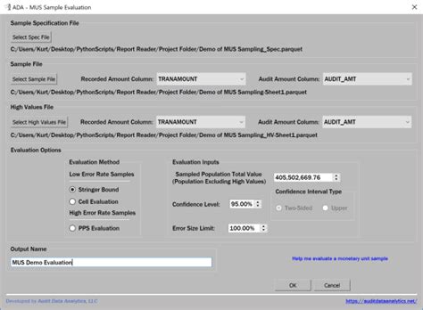 how to evaluate a monetary unit sample with ada audit data analytics corp