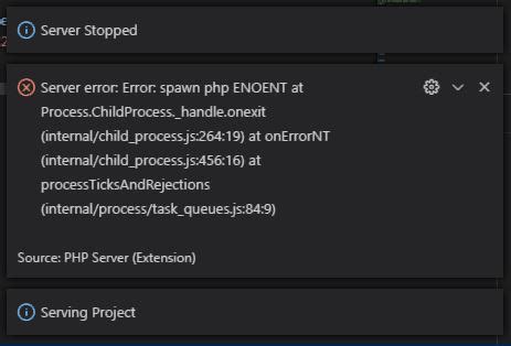 Server Error Error Spawn Php ENOENT Issue Brapifra Vscode Phpserver GitHub