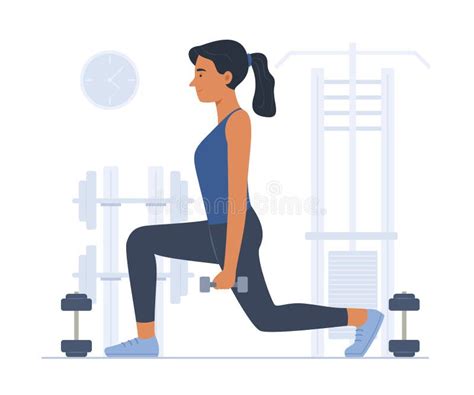 Healthy Woman Exercise With Small Dumbbell In Gym Stock Vector