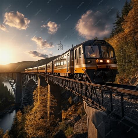 Premium Ai Image Vertical Shot Of Train On The Bridge Fantasy
