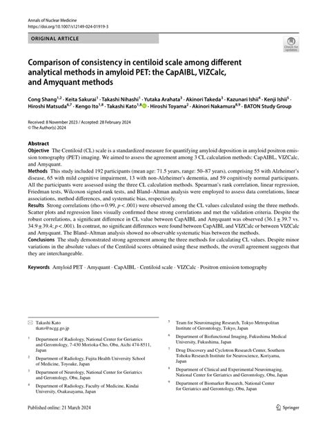 Pdf Comparison Of Consistency In Centiloid Scale Among Different
