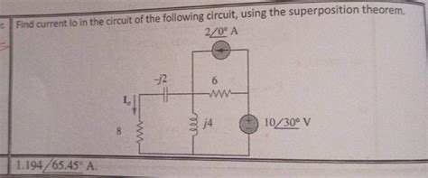 Solved Find Current Lo In The Circuit Of The Following Chegg