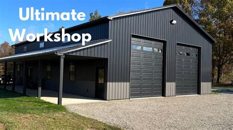 Tour Of 40x64 Black Pole Barn Shop Ultimate Workshop Setup Youtube