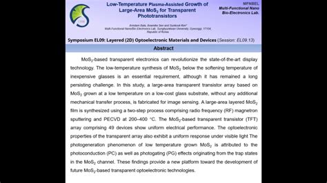 El091308 Low Temperature Synthesis Of Mos2 By Plasma Assisted Cvd