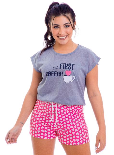 Pijama Feminino Lua Chic First Coffee