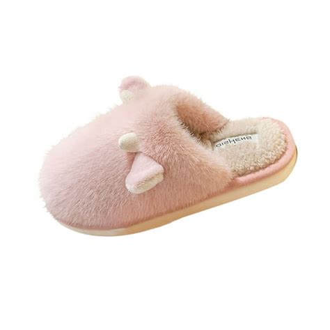 Amidoa Cute Womens Slippers Fuzzy Pink House Bedroom Outdoor Non Slip
