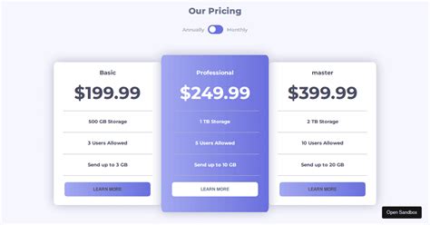 Frontend Mentor Pricing Page Codesandbox